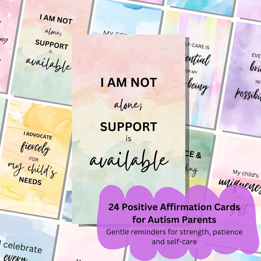 Autism Parent Affirmation Cards – 24 Printable Encouragement & Mental ...