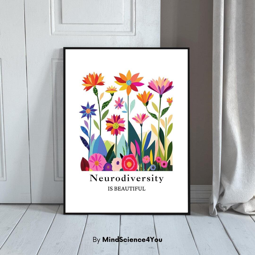 Neurodiversity Flower Print: Modern Botanical Art, Therapy Office Decor ...