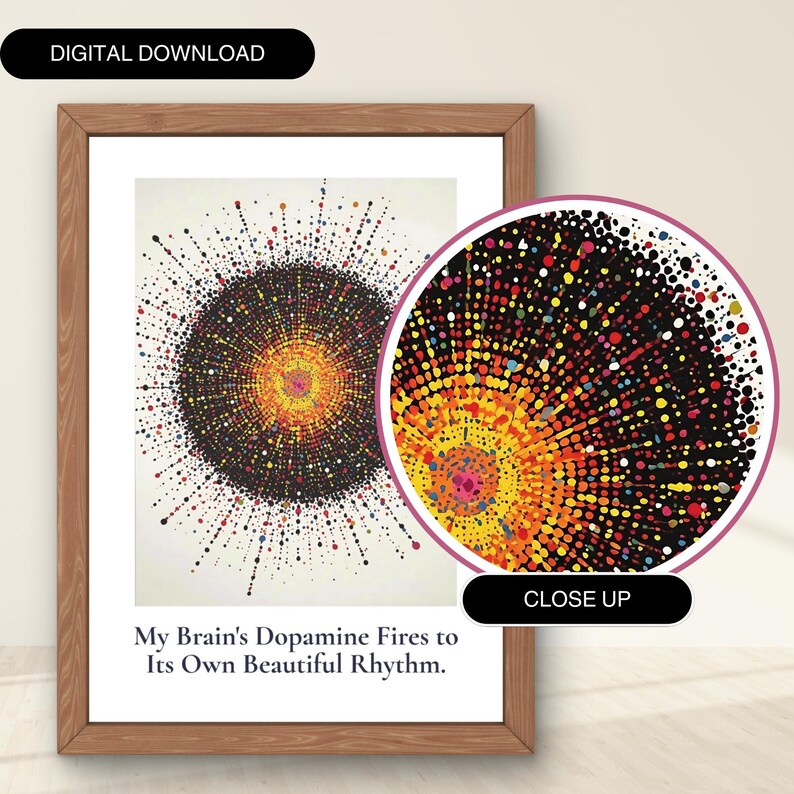 Neurodiversity Dopamine Art Print: Abstract Brain, Therapy Office Decor ...