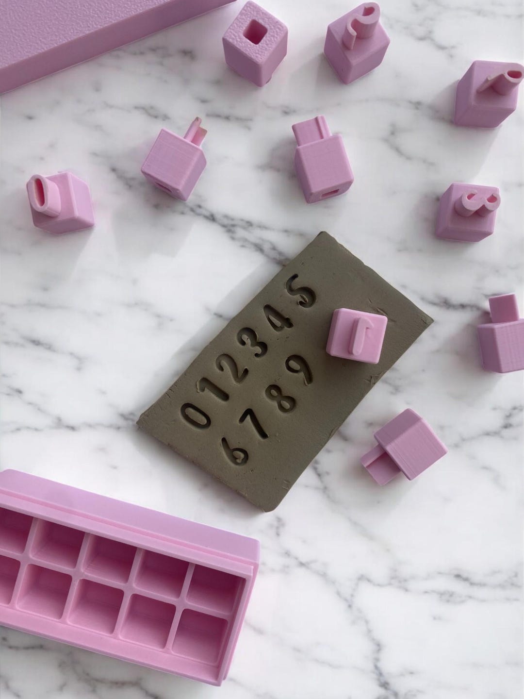3D Printed Pottery Number Stamps Set With Storage Box – Clay Stamp Set ...