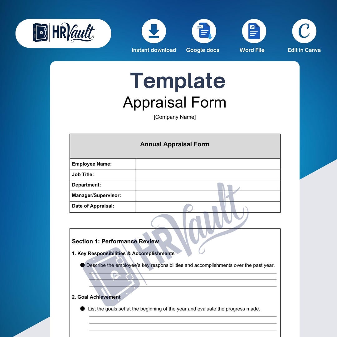 Employee Appraisal Form | Appraisal Checklist, Performance Review ...