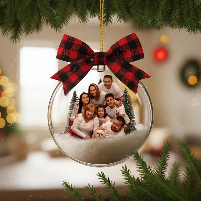 Custom Christmas Family Photo 3D Acrylic Ball Ornament, Personalized ...