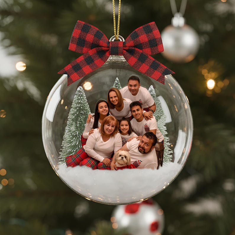Custom Christmas Family Photo 3D Acrylic Ball Ornament, Personalized ...