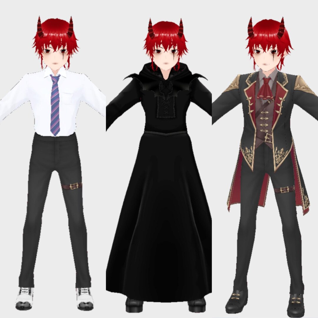 Premade 3D Vtuber Model; Vamp Male (pale Skin Tone) (VRM Files) (3 ...