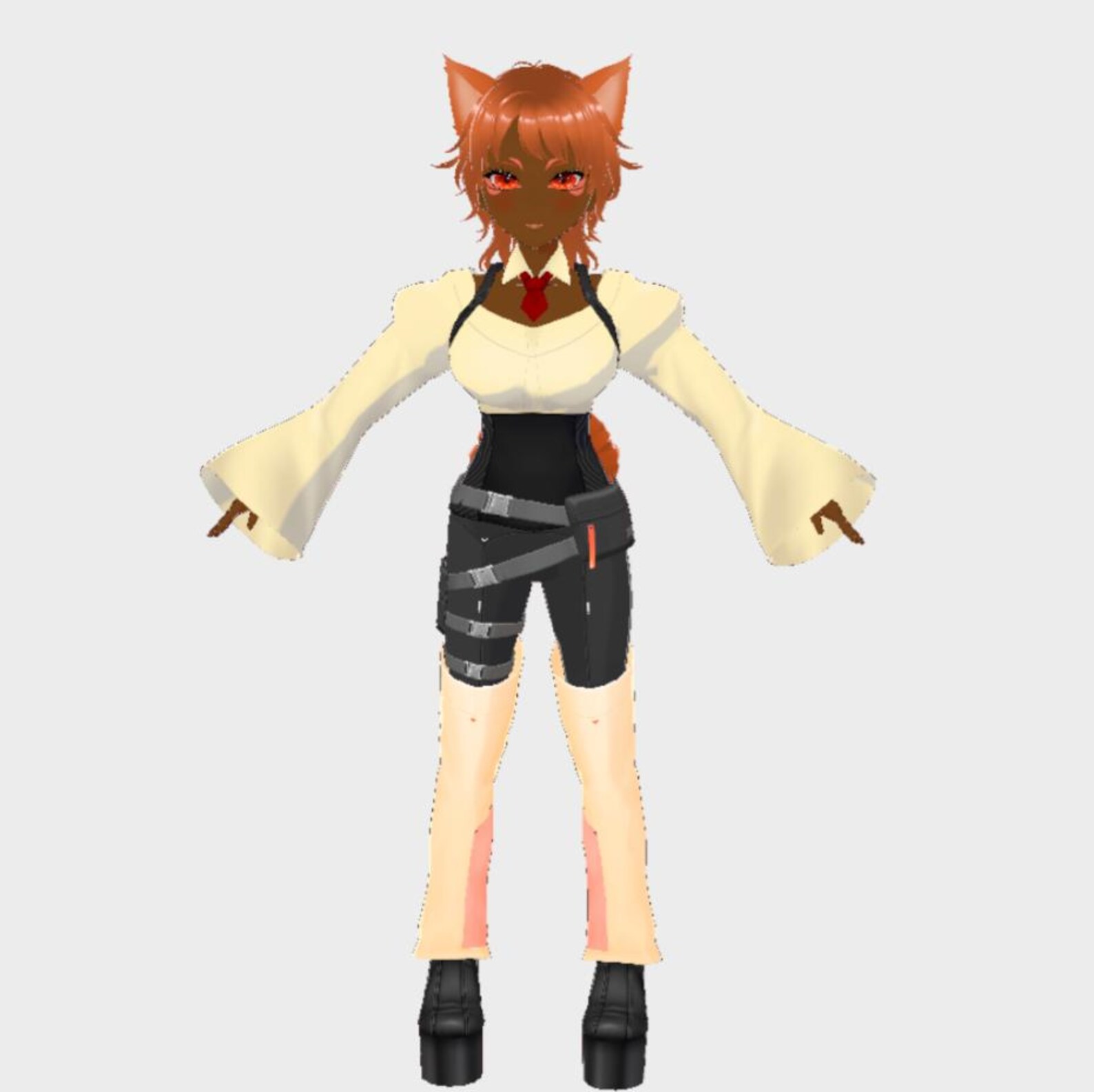 Premade 3D Vtuber Model; Fox (dark Skin Tone) (VRM Files) (3 Outfits ...