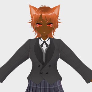 Premade 3D Vtuber Model; Fox (dark Skin Tone) (VRM Files) (3 Outfits ...