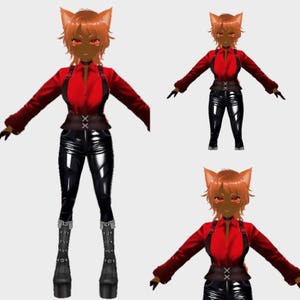 Premade 3D Vtuber Model; Fox (dark Skin Tone) (VRM Files) (3 Outfits ...
