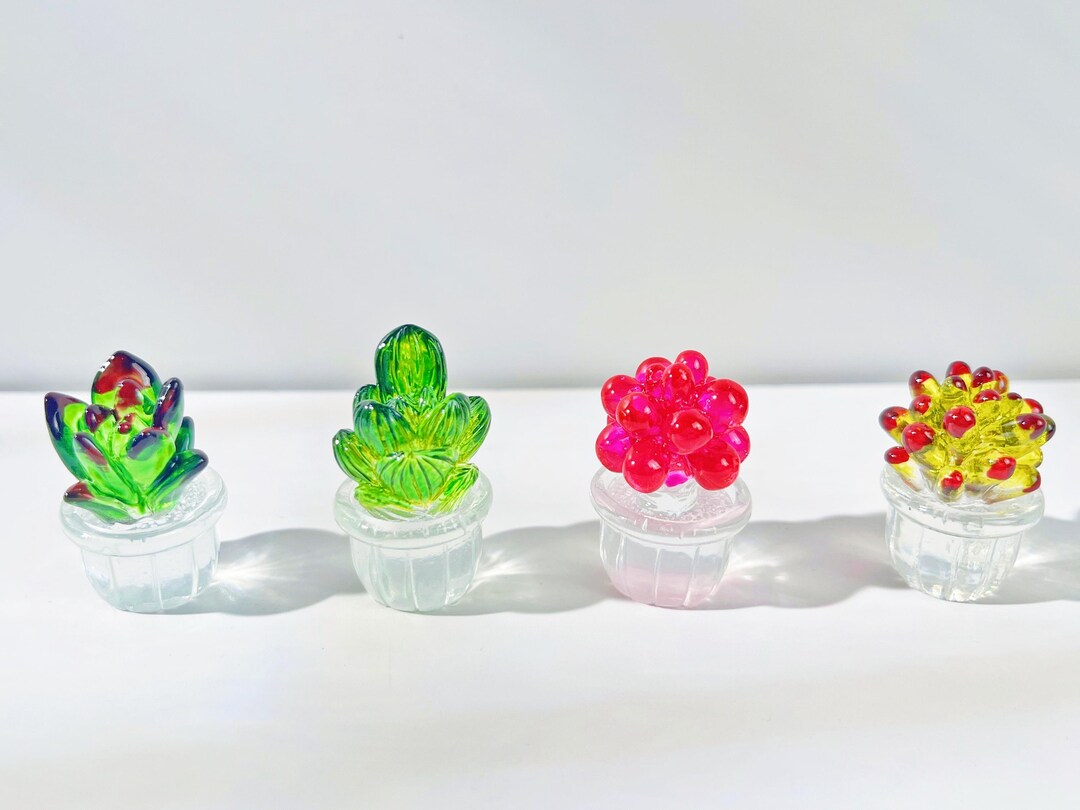 4 Piece Succulent Set, Mini Cactus Set, Resin Succulents, Cactus Lovers ...