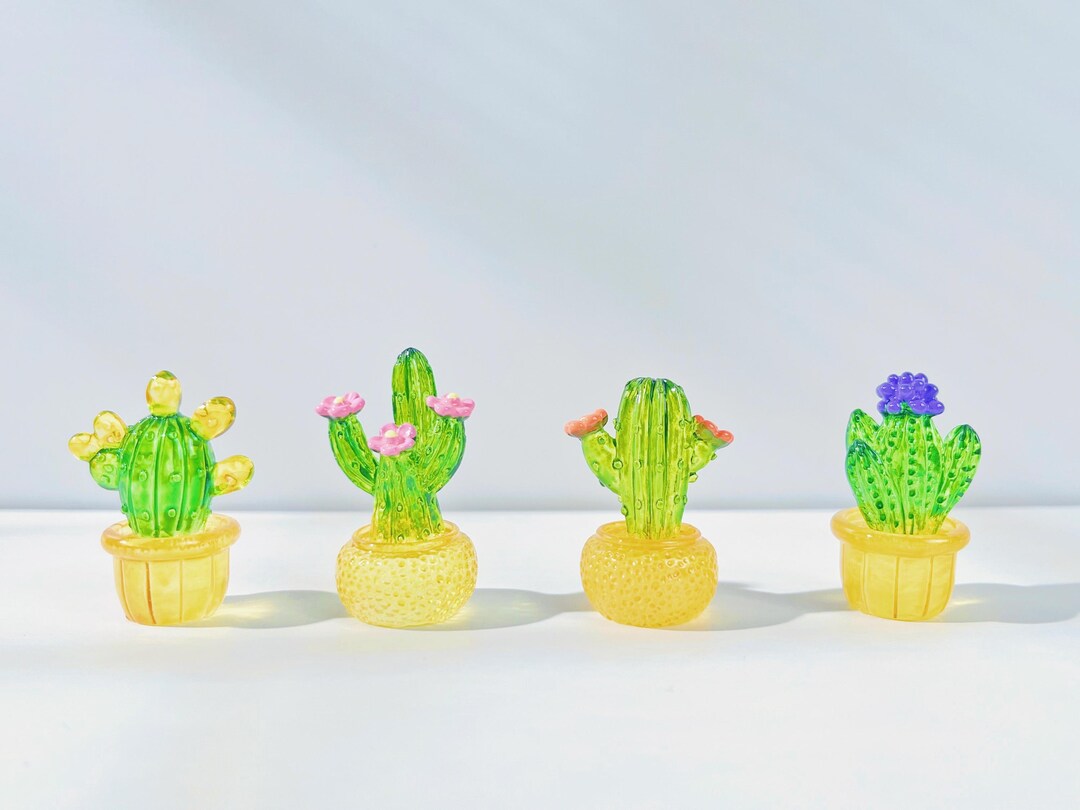 4 Piece Succulent Set, Mini Cactus Set, Resin Succulents, Cactus Lovers ...