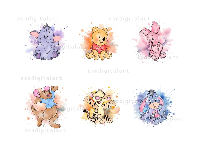 Pooh Friends Watercolor Png Bundle, Pooh Clipart, Printable File for ...