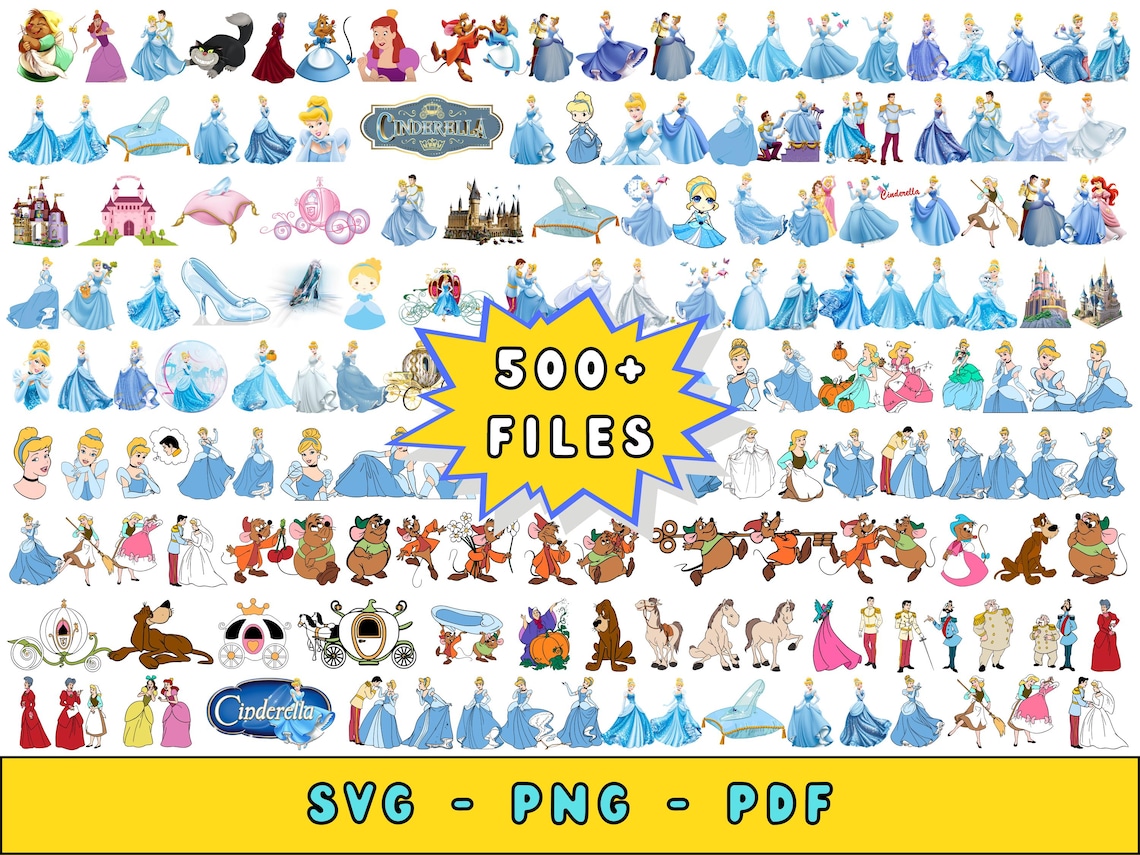 Cinderella Svg Bundle, Princess Cinderella Clipart, Fairy Tale Png ...