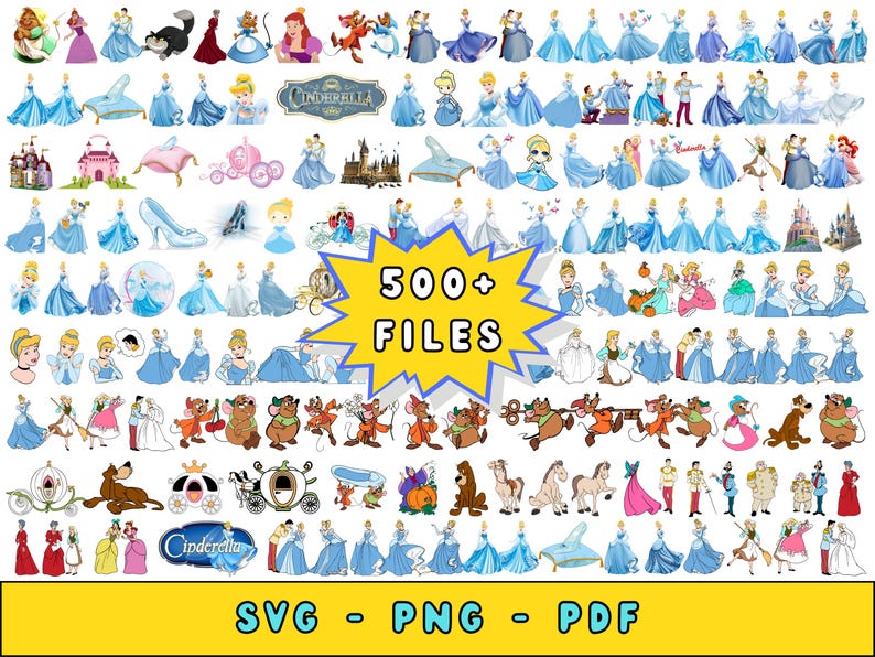 Cinderella Svg Bundle, Princess Cinderella Clipart, Fairy Tale Png ...