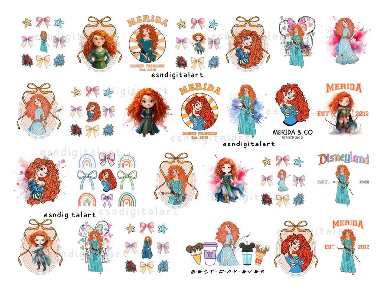 Princess Merida Png, Merida Clipart Bundle, Brave Princess, Watercolor ...