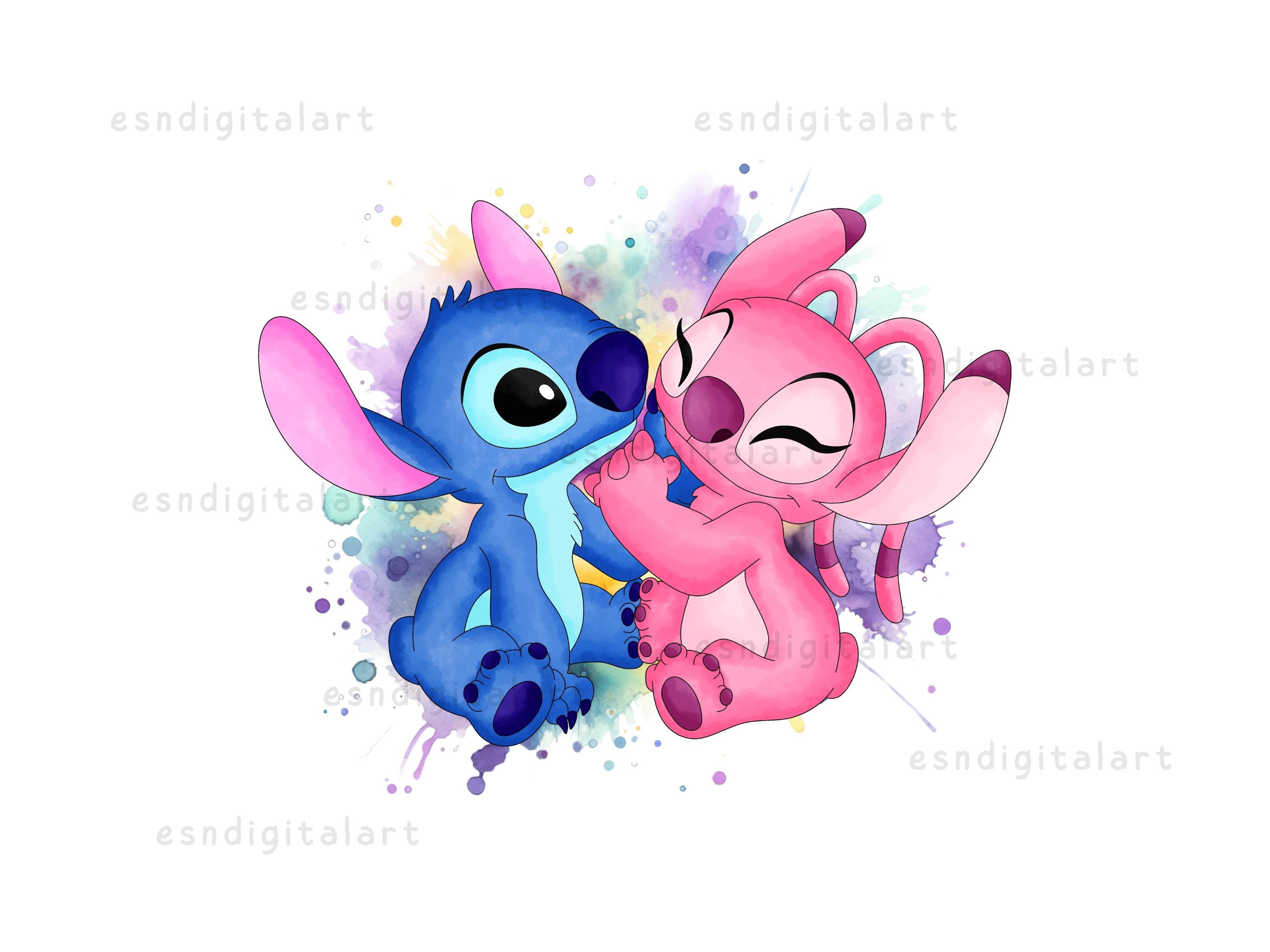 Stitch and Angel Watercolor Png Bundle, Stitch Clipart, Angel Png File ...