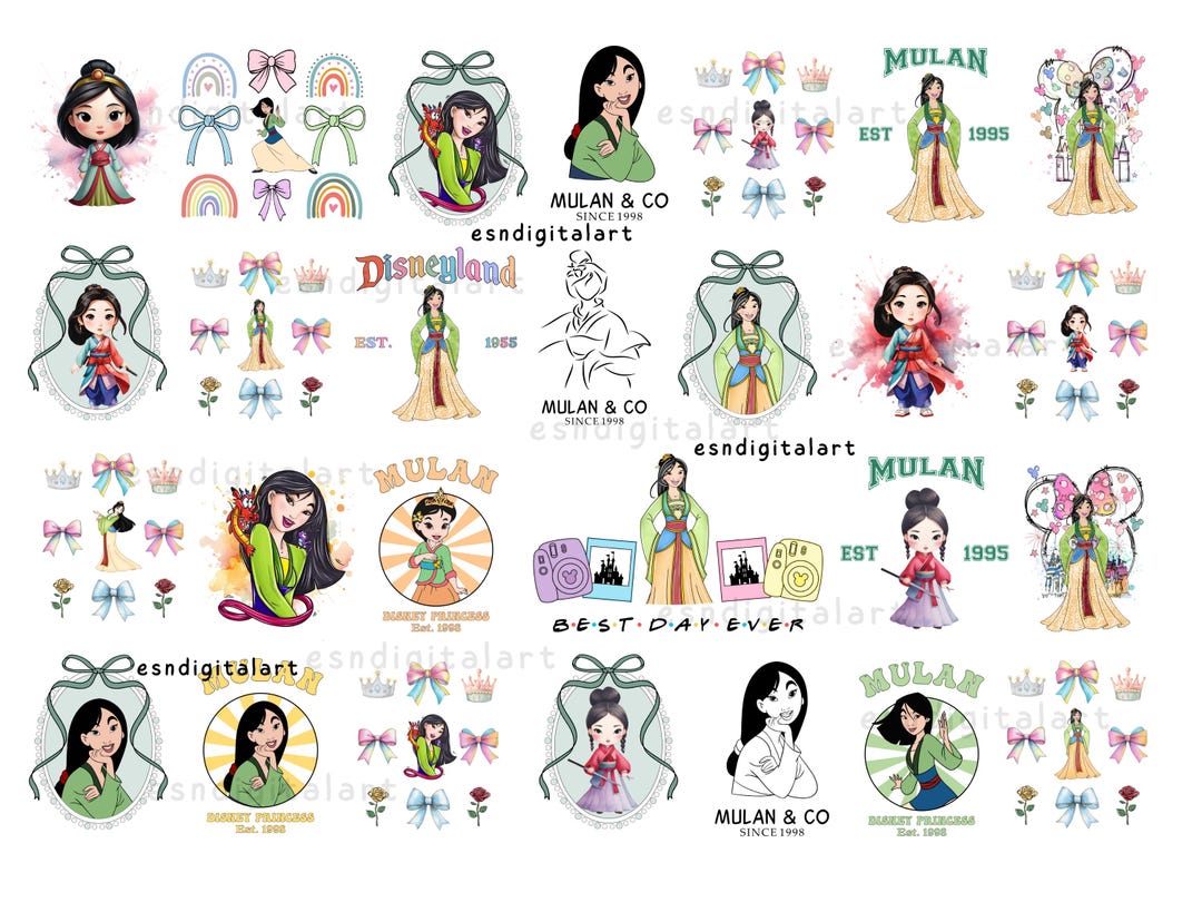 Mulan Png Cliparts Bundle, Princess Mulan Print, Mulan Watercolor Png ...