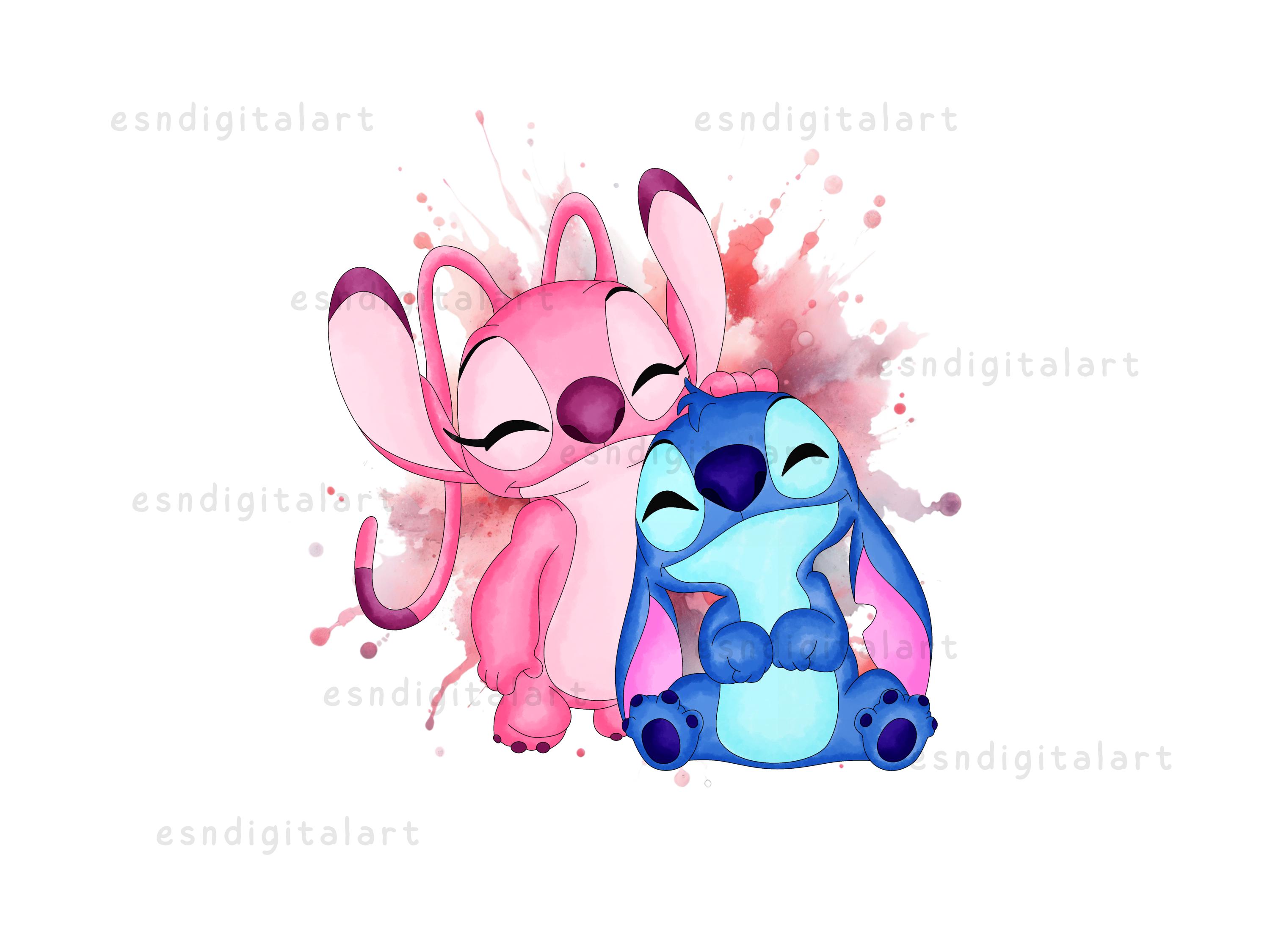 Stitch and Angel Watercolor Png Bundle, Stitch Clipart, Angel Png File ...