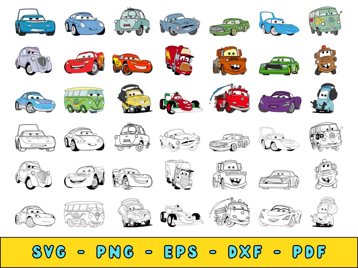 Cars Svg Bundle, Cars Movie Characters Svg, Kids Car Silhouette, Cars ...