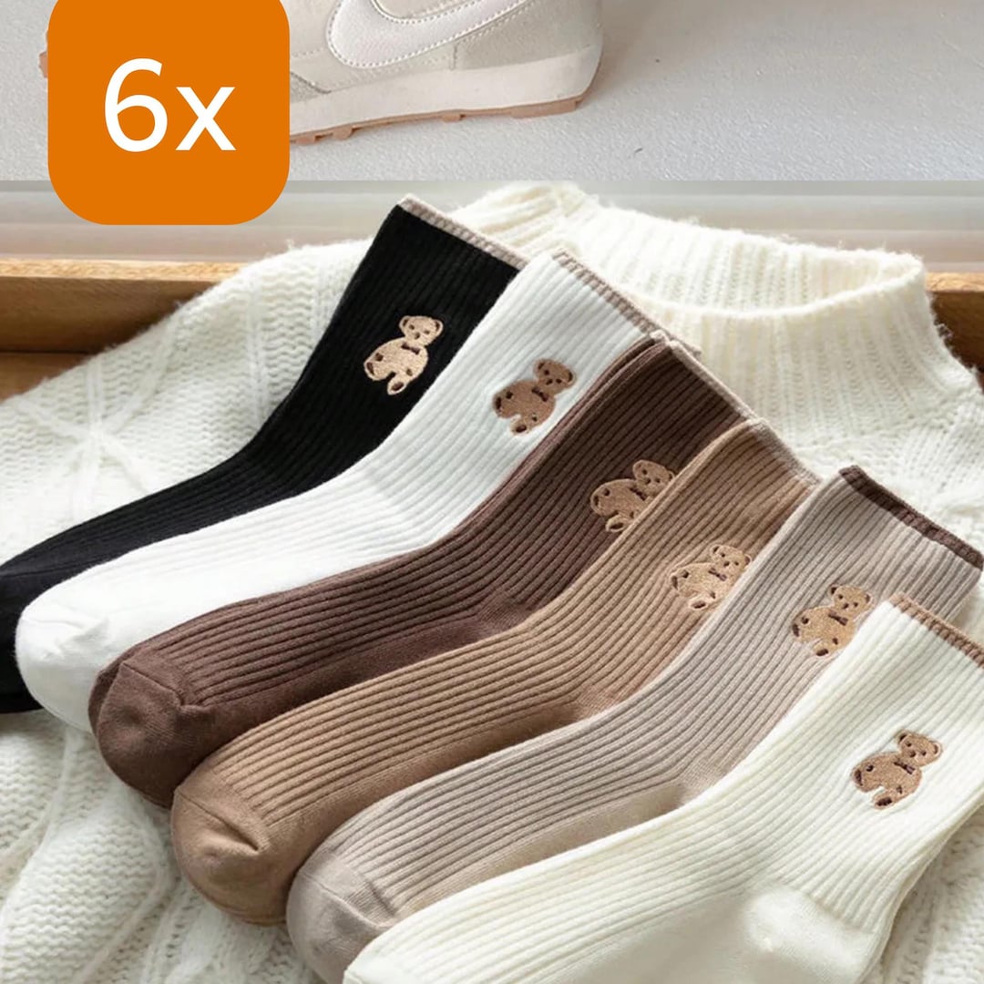 Teddy Bear Socks, Cute Bear Woman Socks, Funny Socks Women, 6 Pairs of Women Socks, Best Animal ...