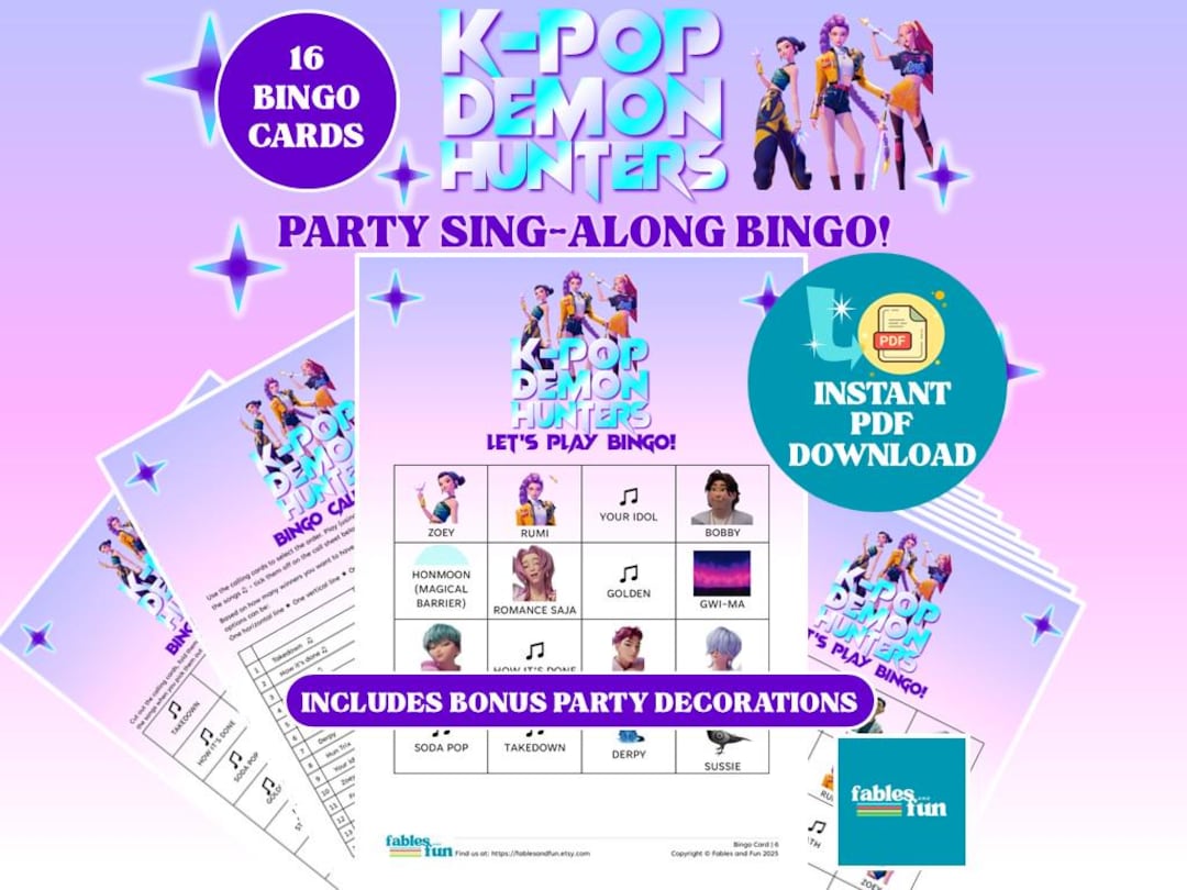 K-pop Demon Hunters Sing-along Bingo Game! | up to 16 Players ...