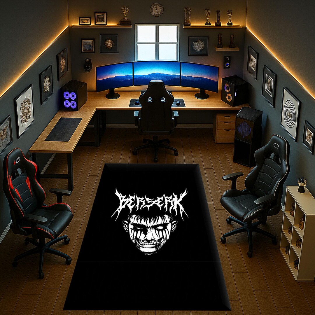 Dark Fantasy Anime Style Gaming Room Rug - Intense Manga Inspired Art ...
