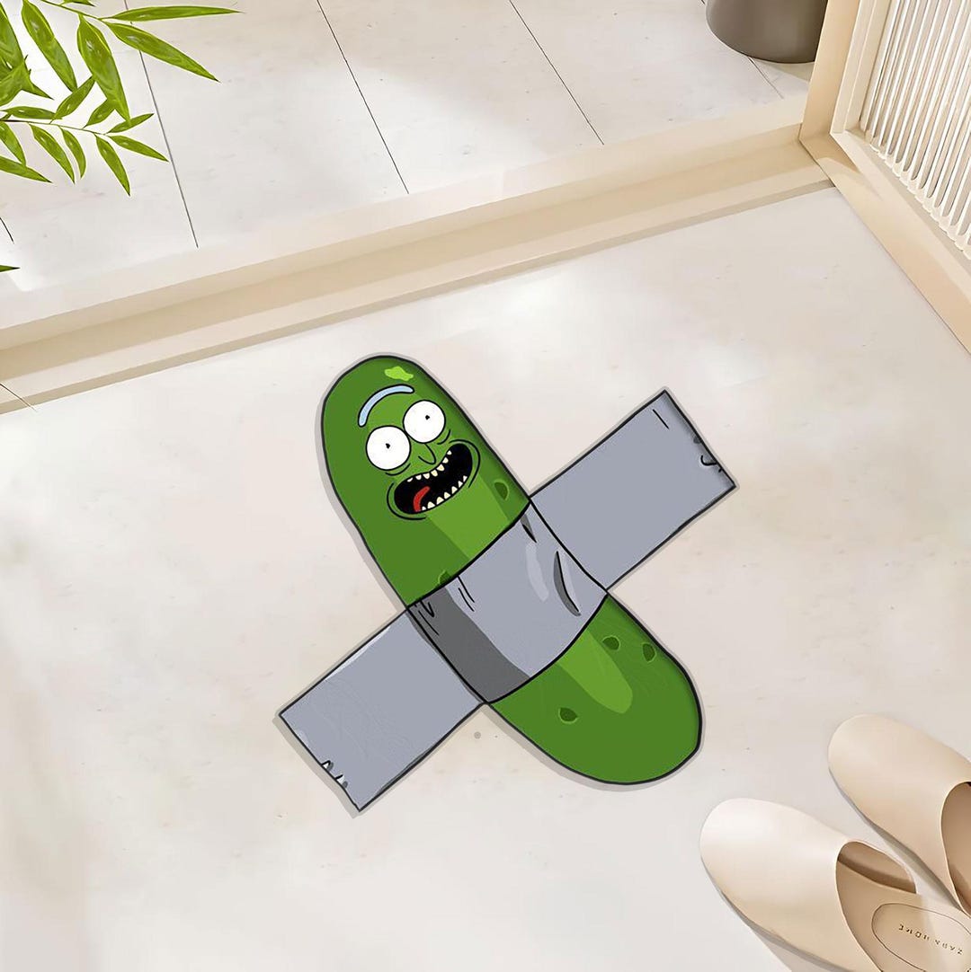 Pickle Rick Rug- Funny Pickle Meme Rug – Cartoon Floor Mat, Quirky Home ...