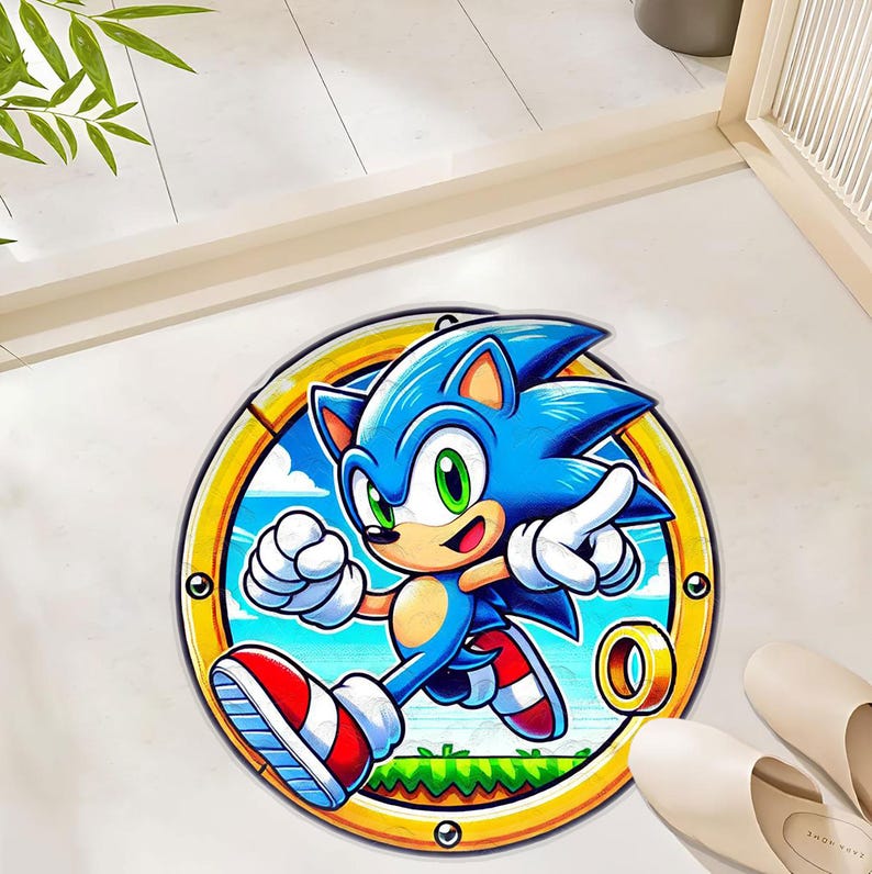 Sonic the Hedgehog Rug – Gamer Room Decor, Blue Lightning Carpet, Video ...