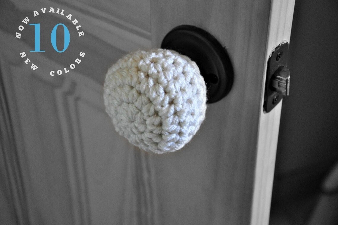 Padded Door Knob Cover Wall Protector Modern Design Crocheted - Etsy