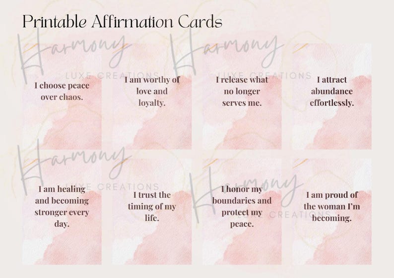Printable Affirmation Cards: 30 Positive Self-love Quotes (PDF Download ...