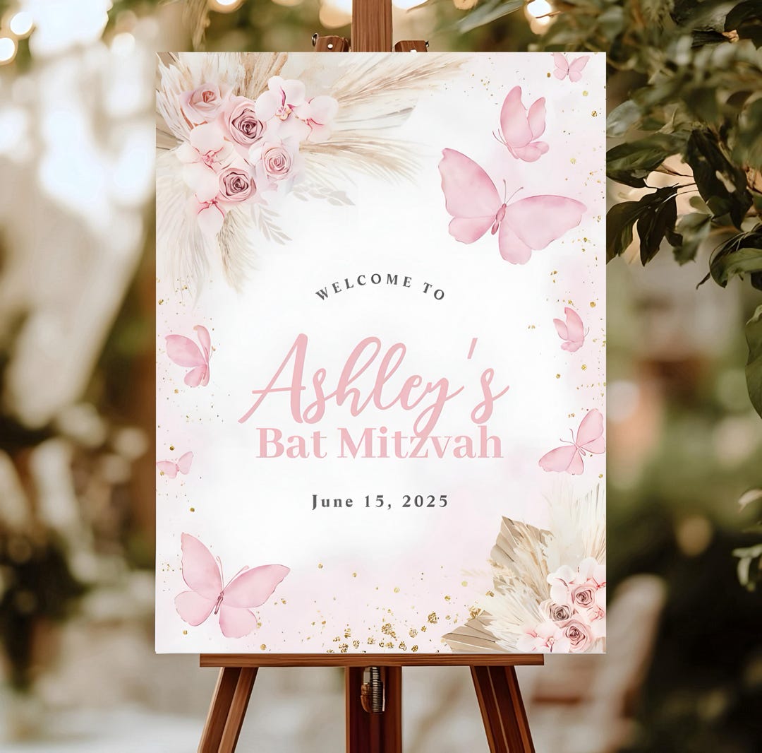 Custom Bat Mitzvah Welcome Sign: Elegant Foam Board Party Decor - Etsy