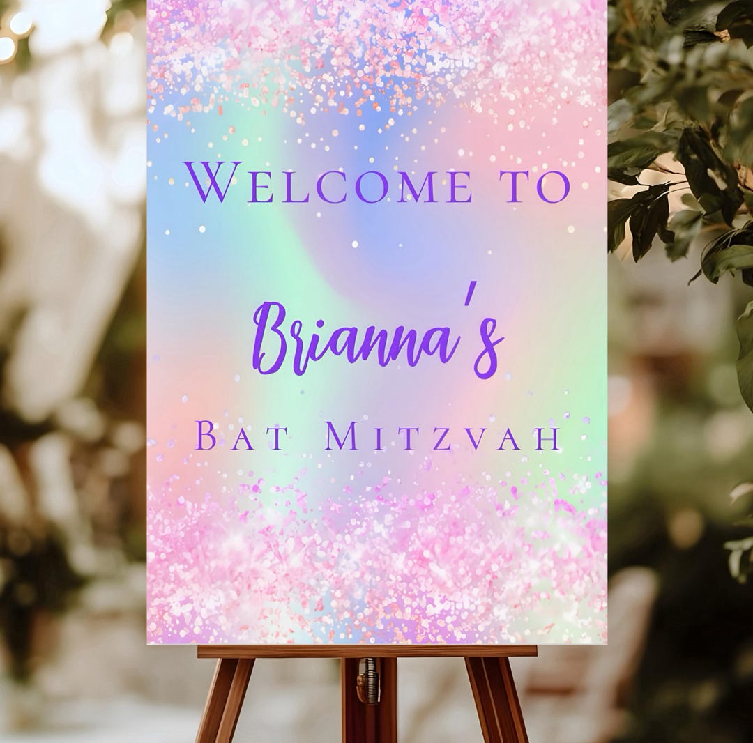Custom Bat Mitzvah Welcome Sign: Elegant Foam Board Party Decor - Etsy