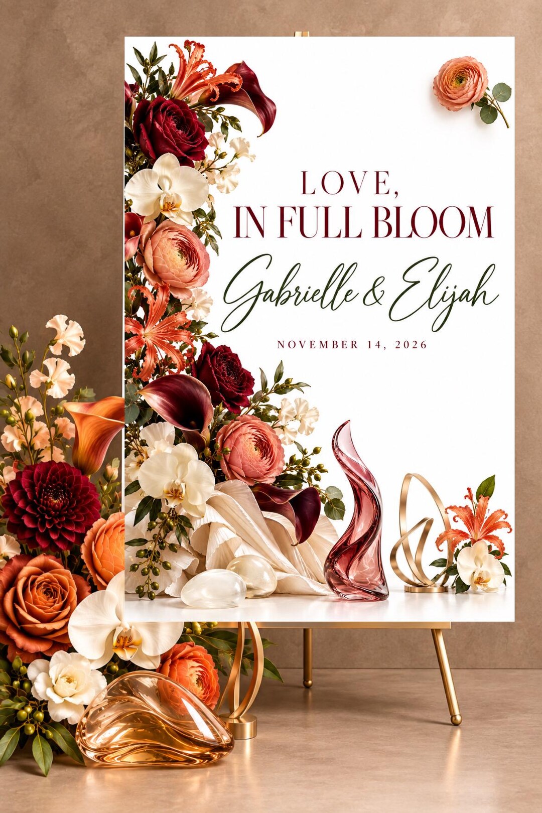 Fall Wedding Welcome Sign, Autumn Wedding Welcome Sign, Floral Wedding ...
