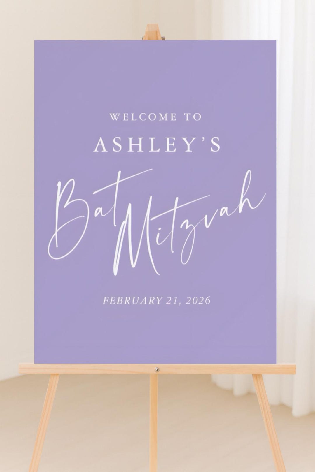 Personalized Bat Mitzvah Welcome Sign | Purple Foam Board Decor - Etsy