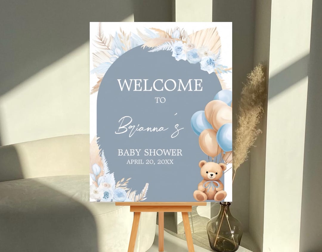 Teddy Bear Baby Shower Welcome Sign – Custom Foam Board – Personalized ...
