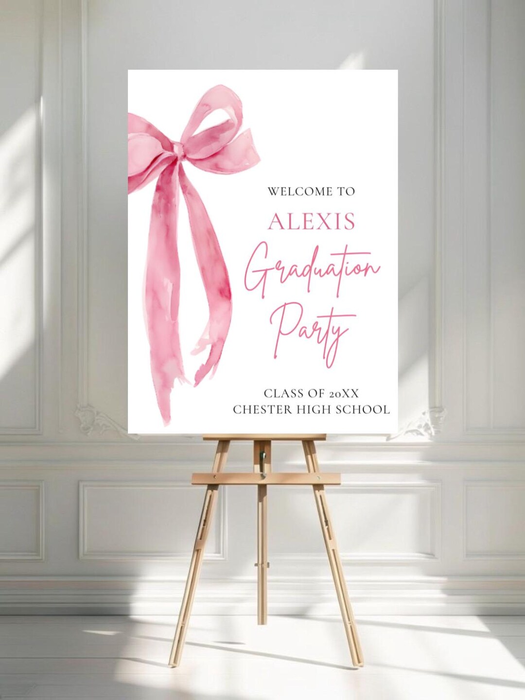 Pink Watercolor Ribbon Graduation Welcome Sign – Foam Board - Etsy