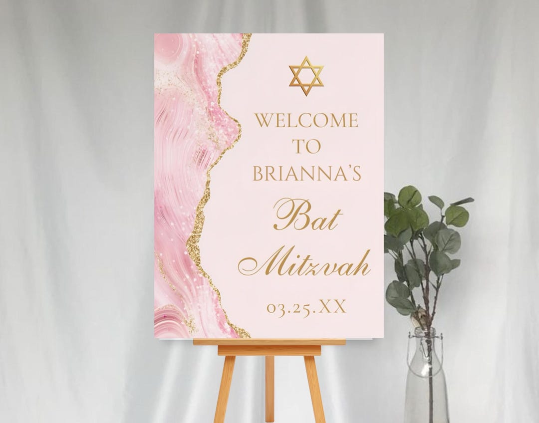 Custom Bat Mitzvah Welcome Sign: Elegant Foam Board Decor - Etsy