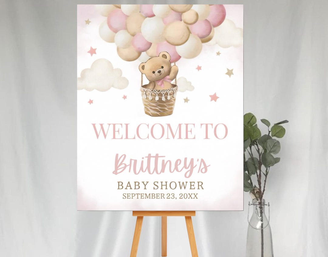 Teddy Bear Baby Shower Welcome Sign – Custom Foam Board – Personalized ...