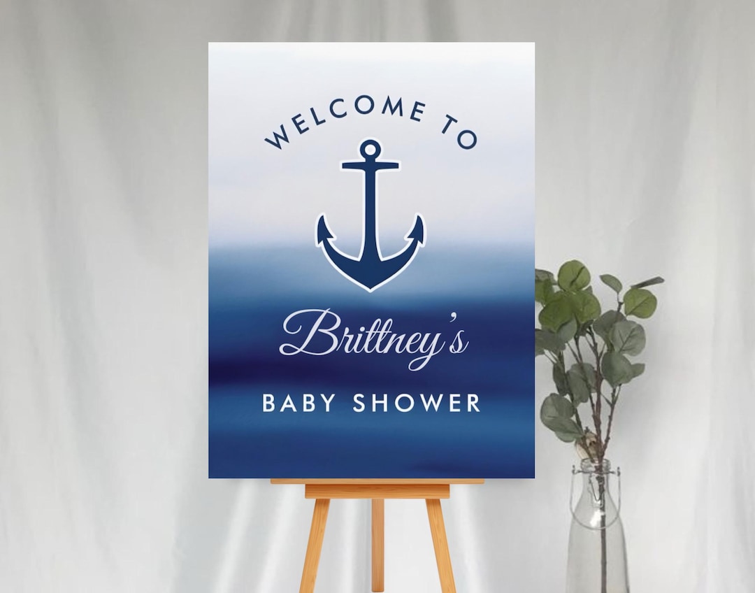 Nautical Baby Shower Welcome Sign – Custom Anchor-themed Foam Board ...