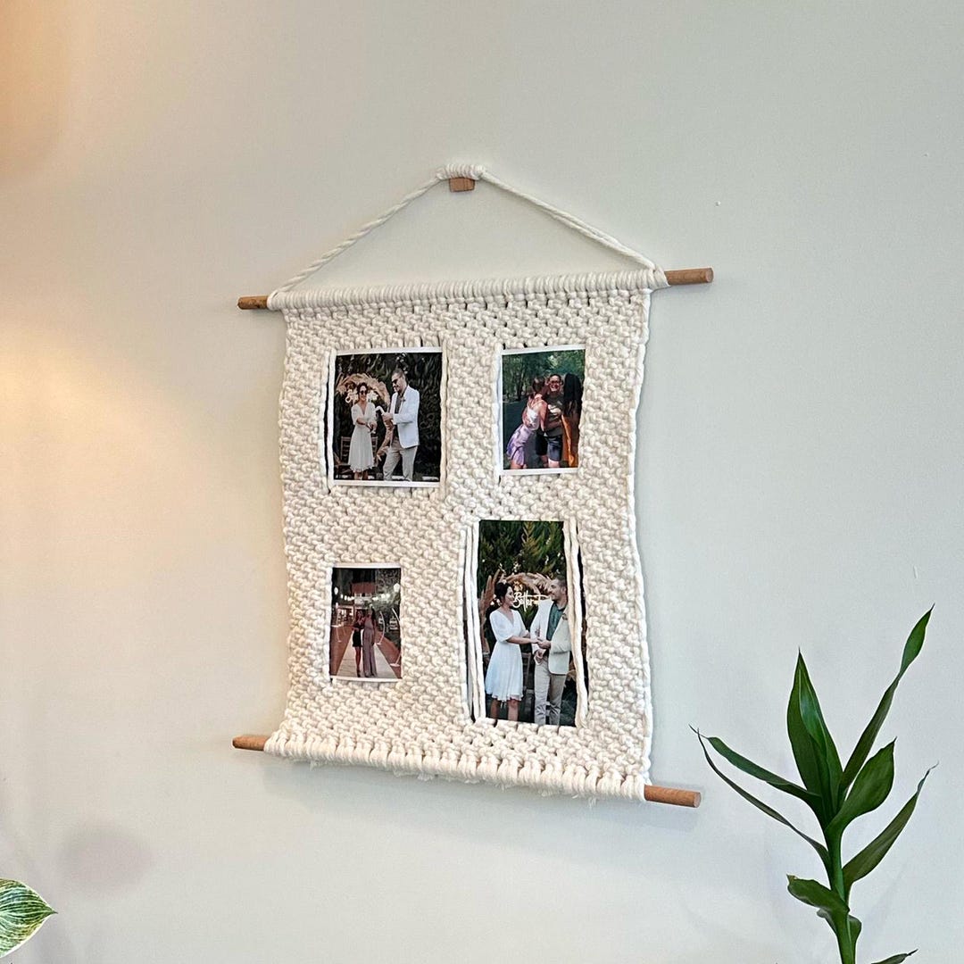 Handmade Macrame Photo Frame | Bohemian Wall Hanging Collage Frame ...