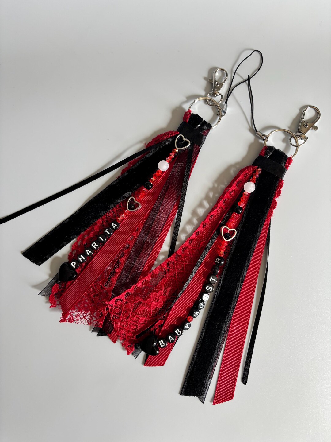 Red and Black Lightstick Ribbon Tassel Keychain - Etsy