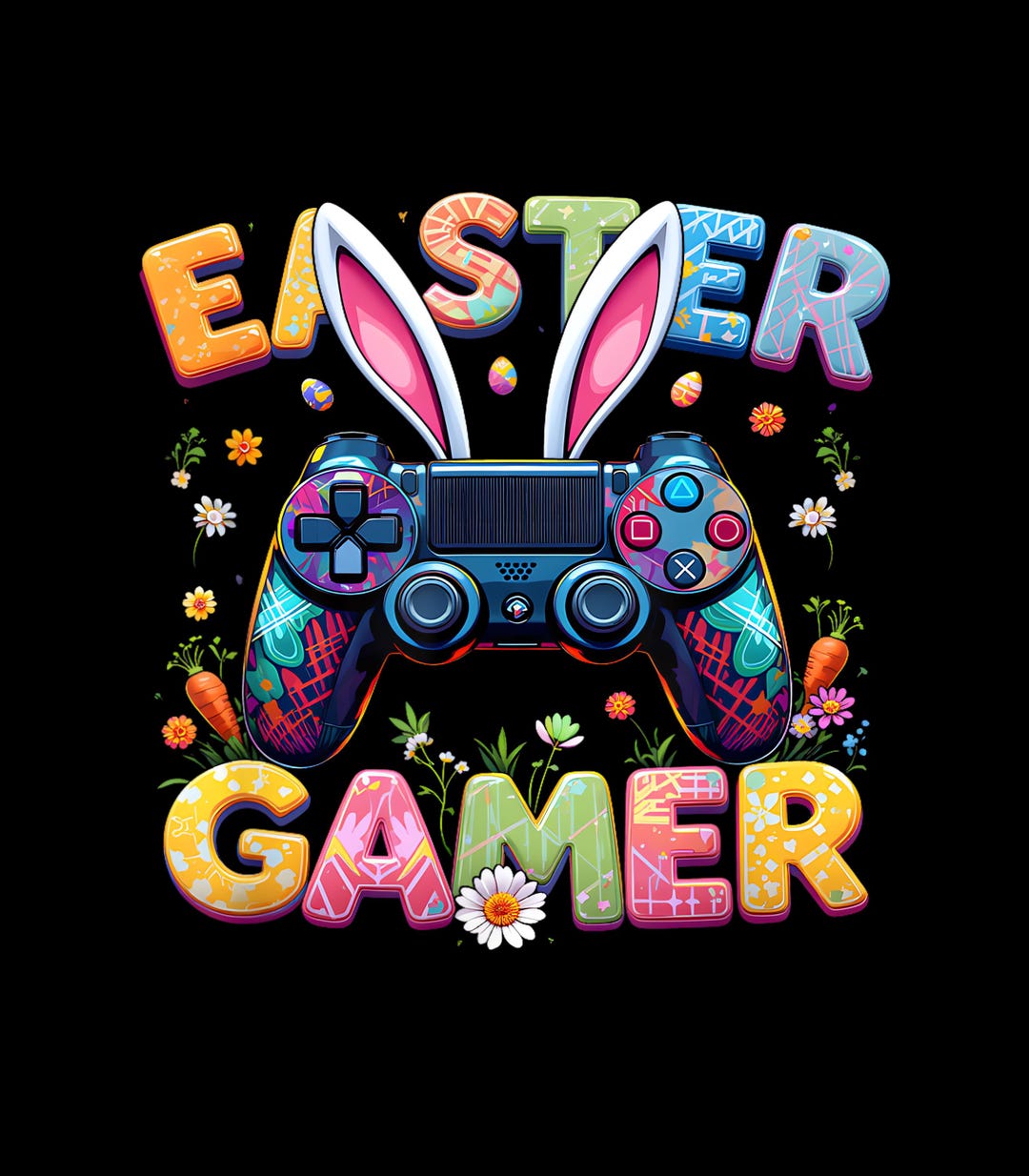 Easter Bunny Gaming Funny Video Game Controller Gamer Boys PNG - High ...