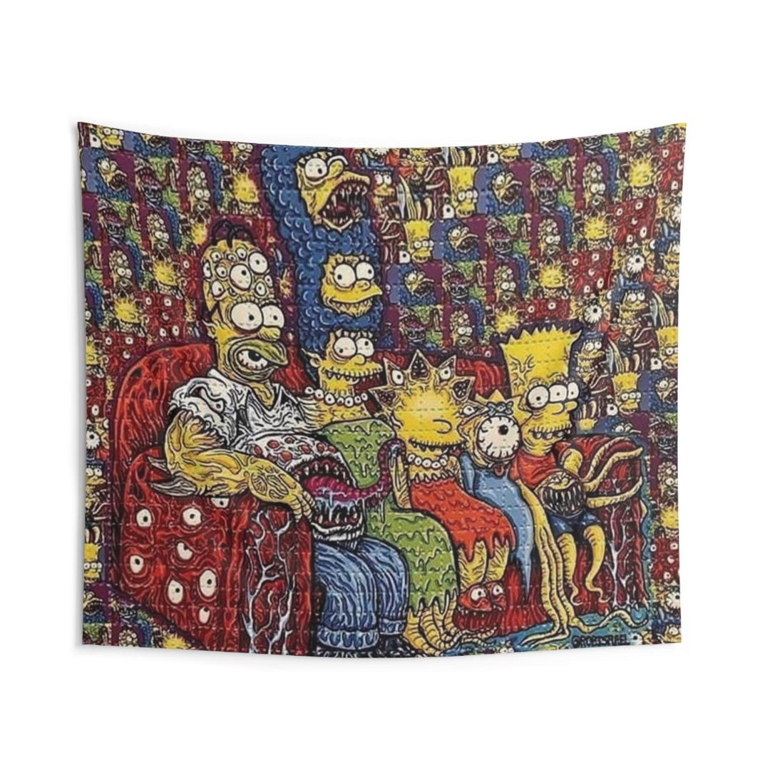 The Simpsons Bad Trip Tapestry, Cozy Wall Decor, Unique Living Room Art ...
