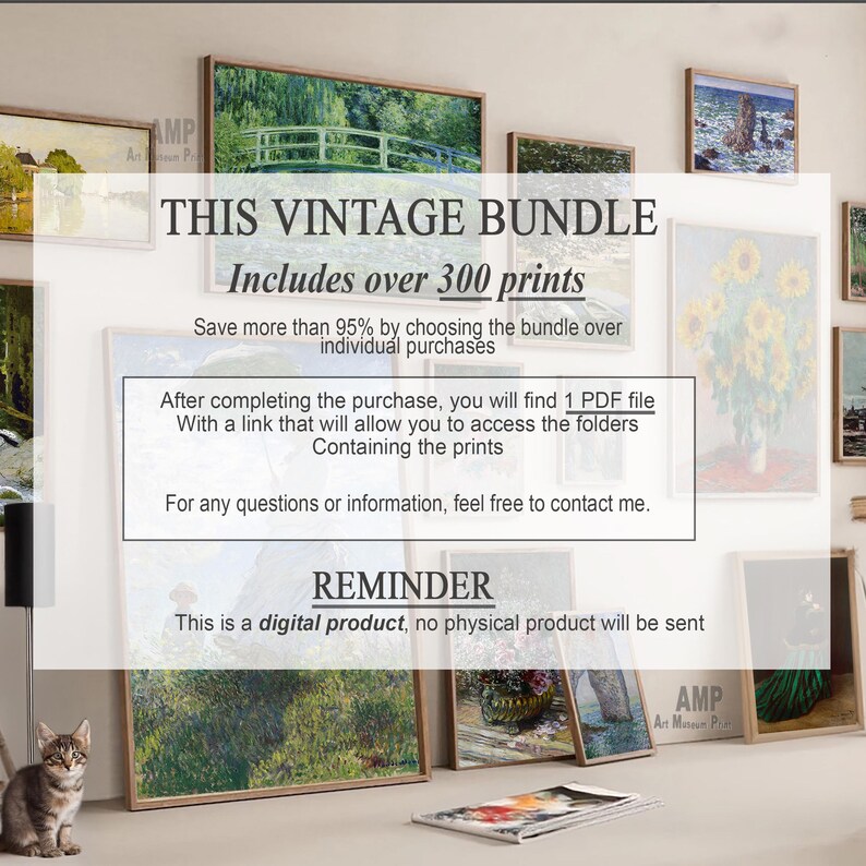 Set of 300 + Digital Prints by Claude Monet, Vintage Oil Paintings ...
