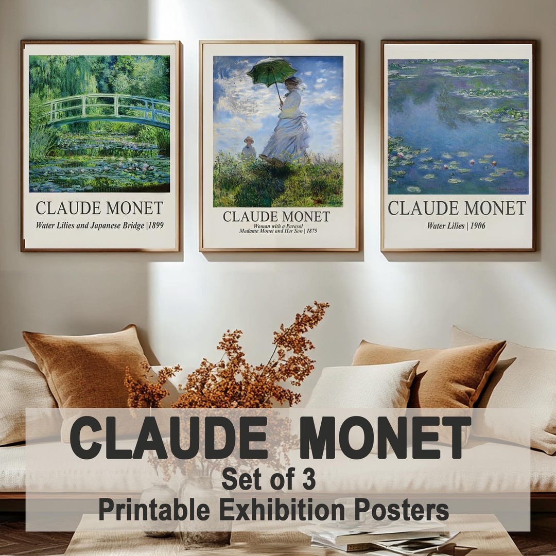 Claude Monet, Setof 3, Printable Exhibition Posters, Vintage Painting ...