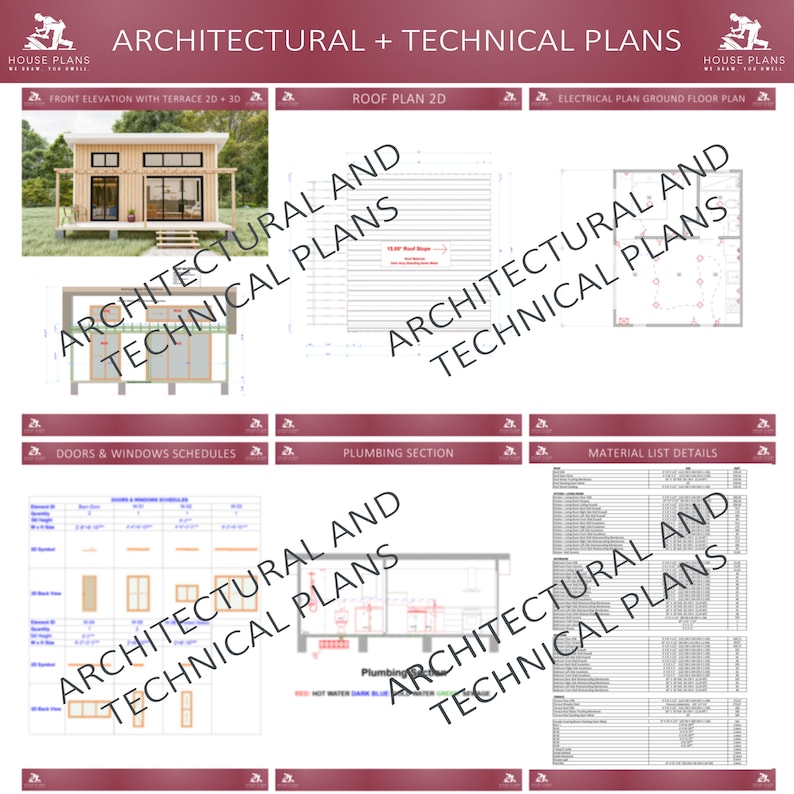 Tiny House Plans 18x22, Cabin House Plans, DIY Tiny Home, Small Cabin ...