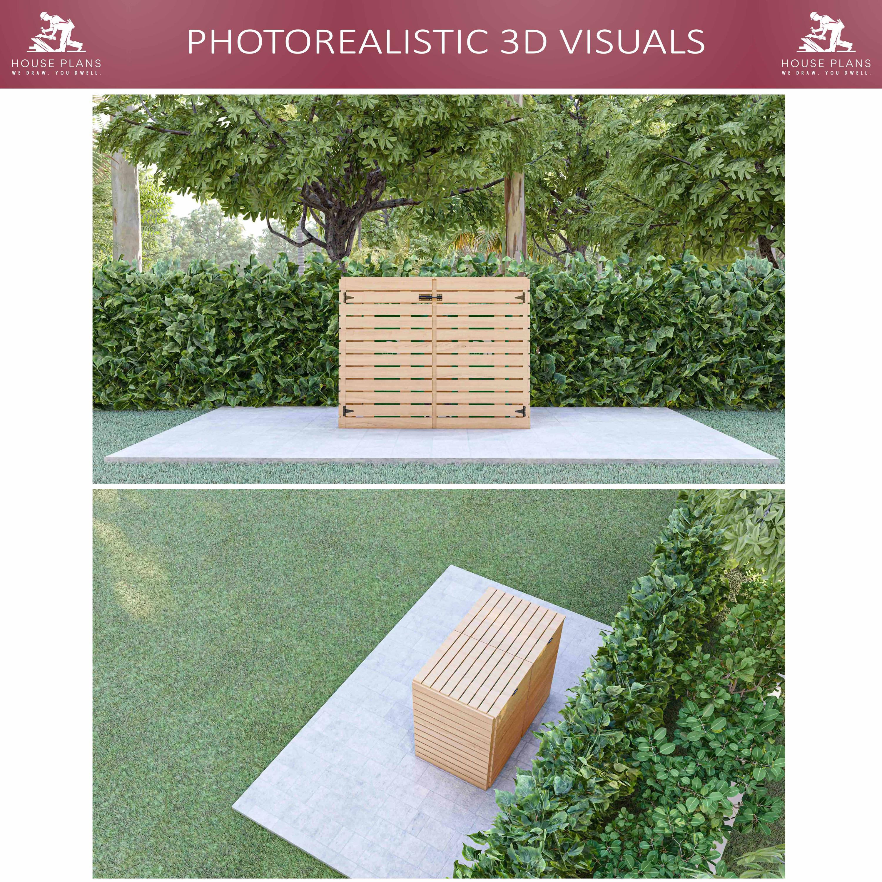 Wheelie Bin Storage Plans, Double Trash Can Storage Plans, Garbage Bin ...