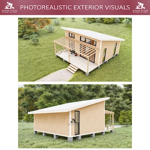 Tiny House Plans 18x22, Cabin House Plans, DIY Tiny Home, Small Cabin ...