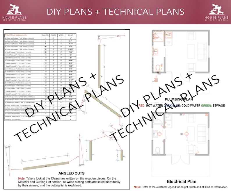 12' X 16' Pool House Plans, Tiny House Plan, 192 SQFT, Guest Cabin ...