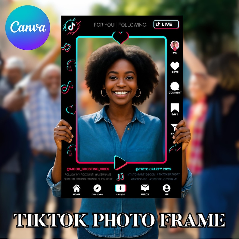 TIKTOK Selfie Frame Template, Social Media Photo Frame, Tiktok Photo ...