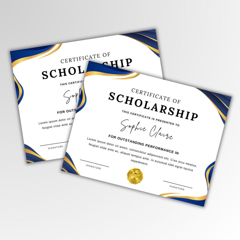 Editable Scholarship Award Template, School Award Certificate ...