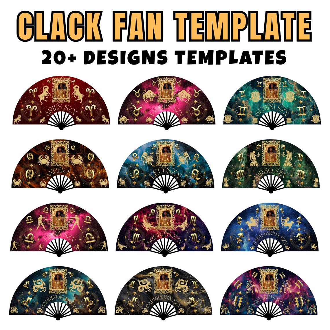 Zodiac Click Clack Fan Design Bundle,birthday Squad Clack Fan Templates ...